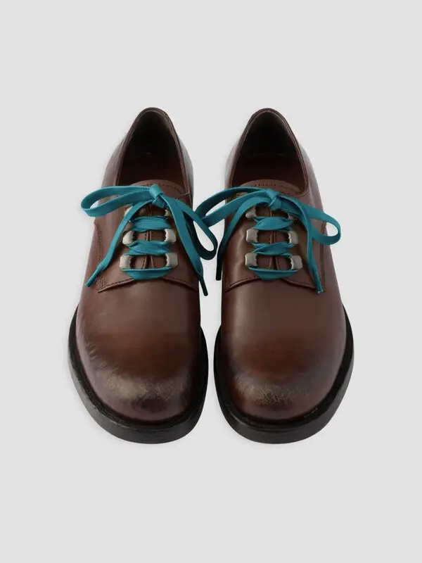 Prada Antiqued Leather Lace-up Shoes - Brown