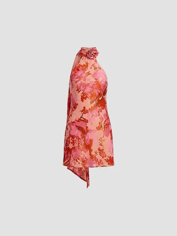 Dress The Population Lily Flower Halterneck Minidress