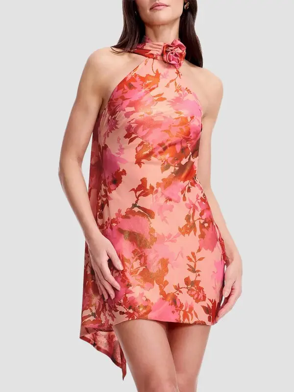 Dress The Population Lily Flower Halterneck Minidress