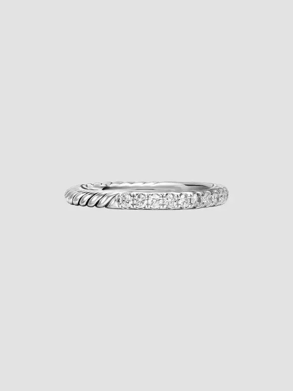 David Yurman Cable Collectibles Stack Ring In Sterling Silver - Diamond