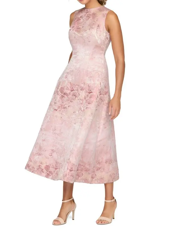 KAY UNGER Philippa Metallic Jacquard Tea-length Dress