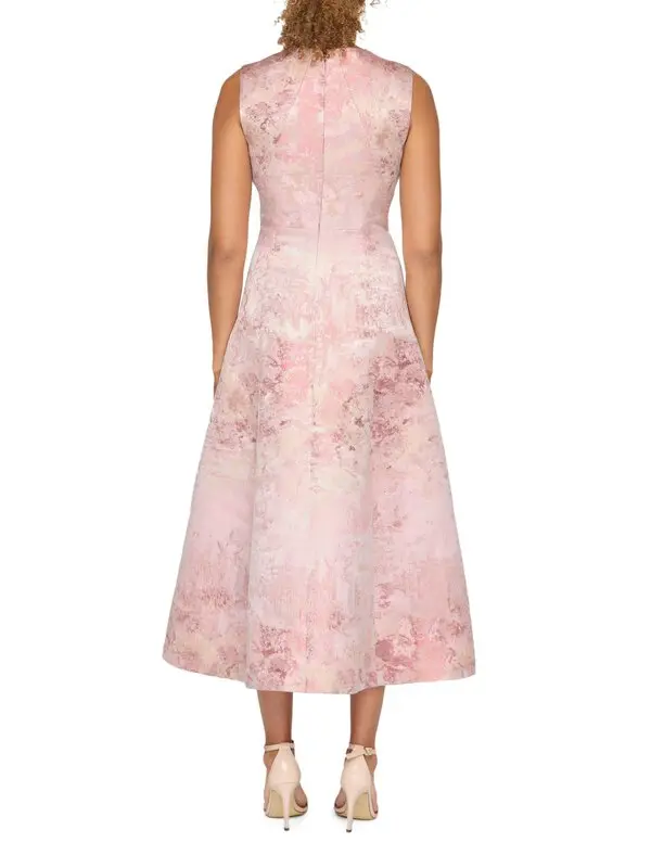 KAY UNGER Philippa Metallic Jacquard Tea-length Dress