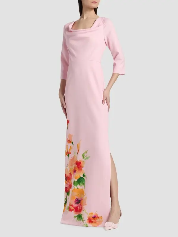KAY UNGER Magnolia Floral Cowlneck Column Gown - Bloom Multi