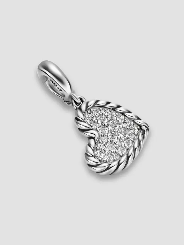David Yurman Dy Elets Heart Pendant In Sterling Silver With Diamonds, 12.7mm