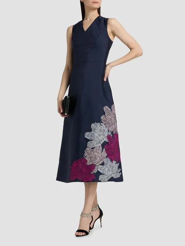 KAY UNGER Aria Floral Tea-length Cocktail Dress