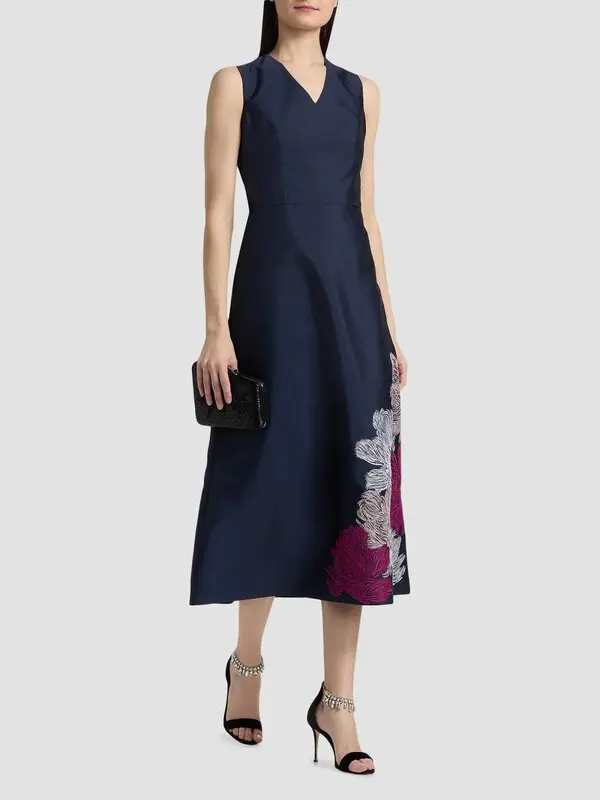 KAY UNGER Aria Floral Tea-length Cocktail Dress
