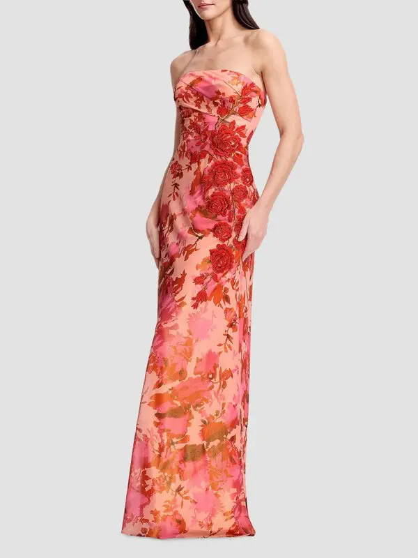 Dress The Population Kinley Floral Strapless Gown