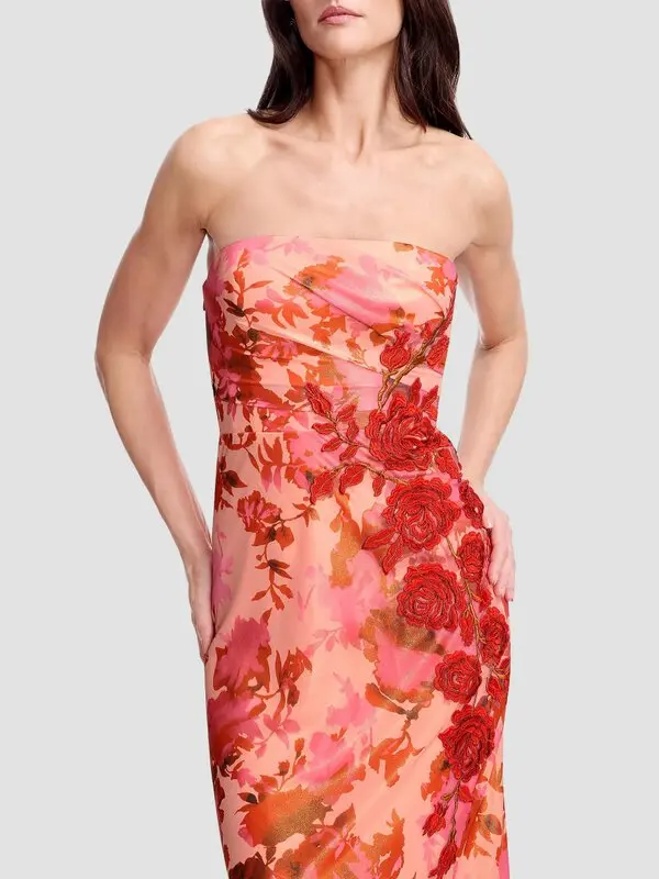 Dress The Population Kinley Floral Strapless Gown