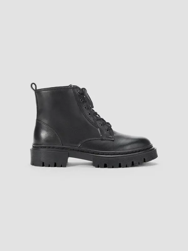 Staud Henry Leather Combat Boots - Black