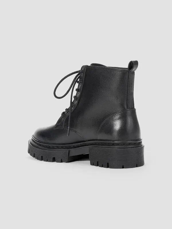 Staud Henry Leather Combat Boots - Black