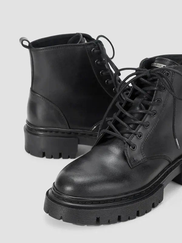 Staud Henry Leather Combat Boots - Black