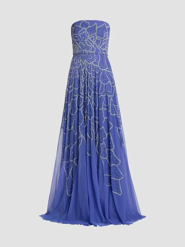 Theia Ramona Strapless Ombré Beaded Gown - Iris Bloom