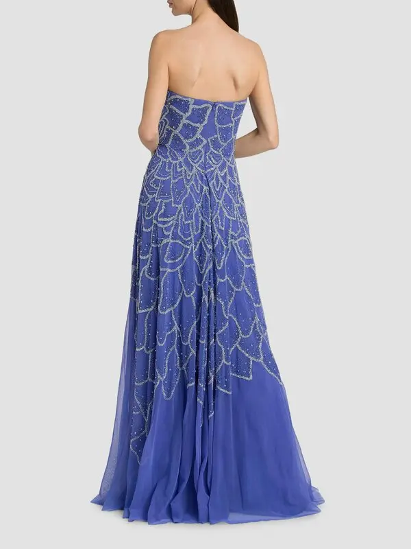 Theia Ramona Strapless Ombré Beaded Gown