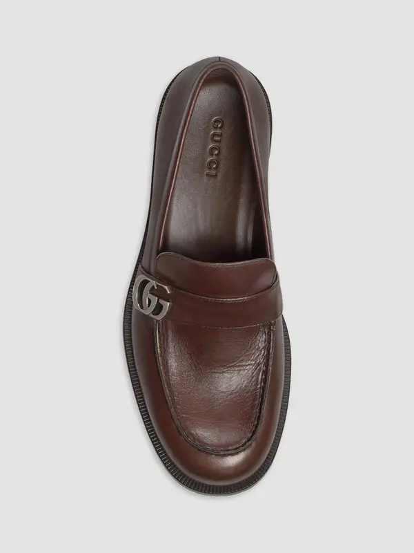 Gucci Primavera College Leather Loafers - Coffee