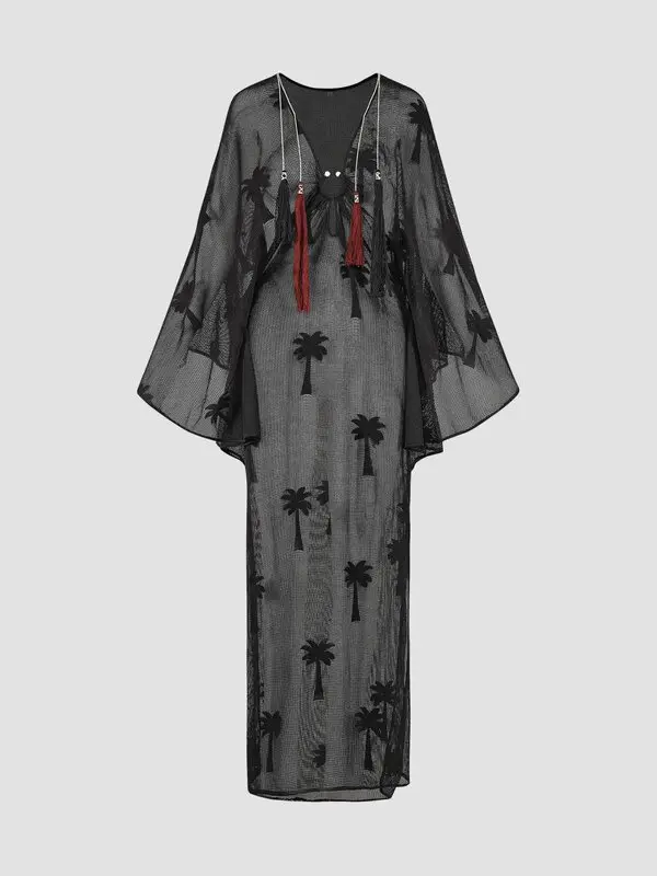 Johanna Ortiz Playa Grande Veil Cotton Mesh Tunic Dress - Black