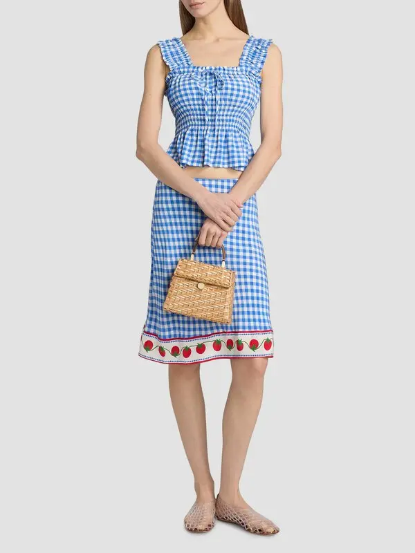 Rails Donna Peplum-waist Sleevleless Gingham Crop Top