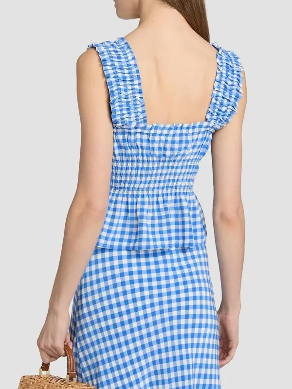 Rails Donna Peplum-waist Sleevleless Gingham Crop Top