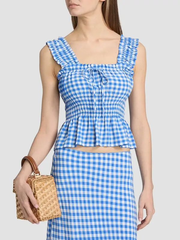 Rails Donna Peplum-waist Sleevleless Gingham Crop Top