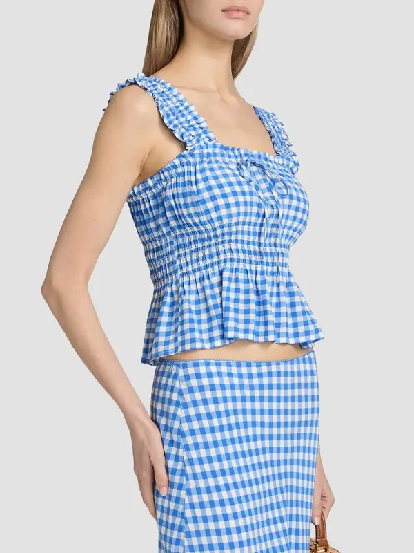 Rails Donna Peplum-waist Sleevleless Gingham Crop Top