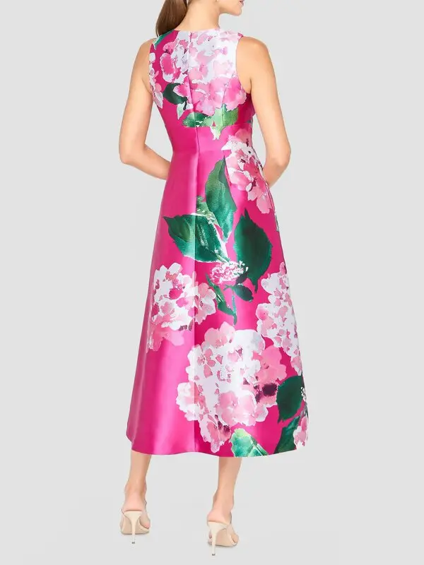 KAY UNGER Raina Hydrangea Tea-length Dress