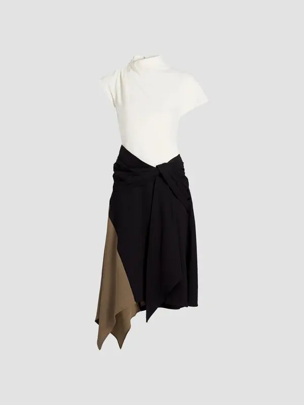 Staud Davina Asymmetric Midi-dress - Black Multi