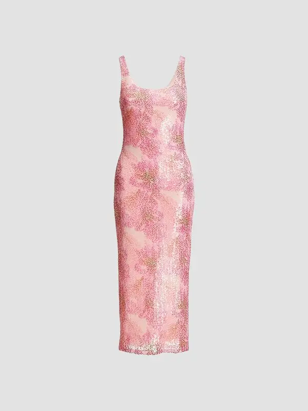 Dress The Population Leo Floral Sequined Midi-dress - Fuchsia Multi