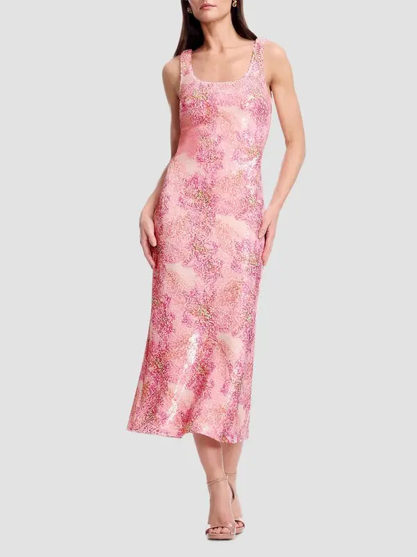 Dress The Population Leo Floral Sequined Midi-dress