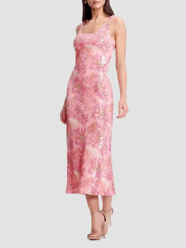 Dress The Population Leo Floral Sequined Midi-dress