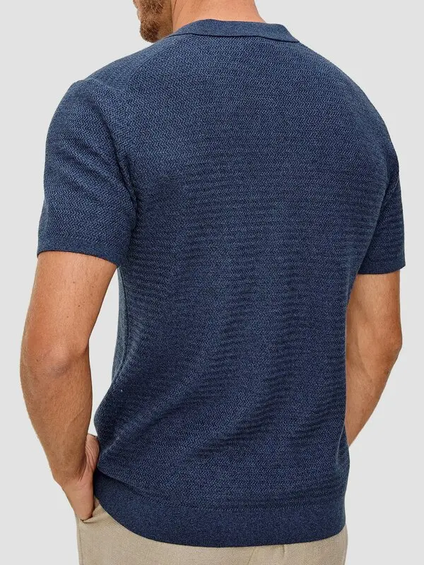 Rails Nathan Cotton-cashmere Herringbone Knit Polo Shirt