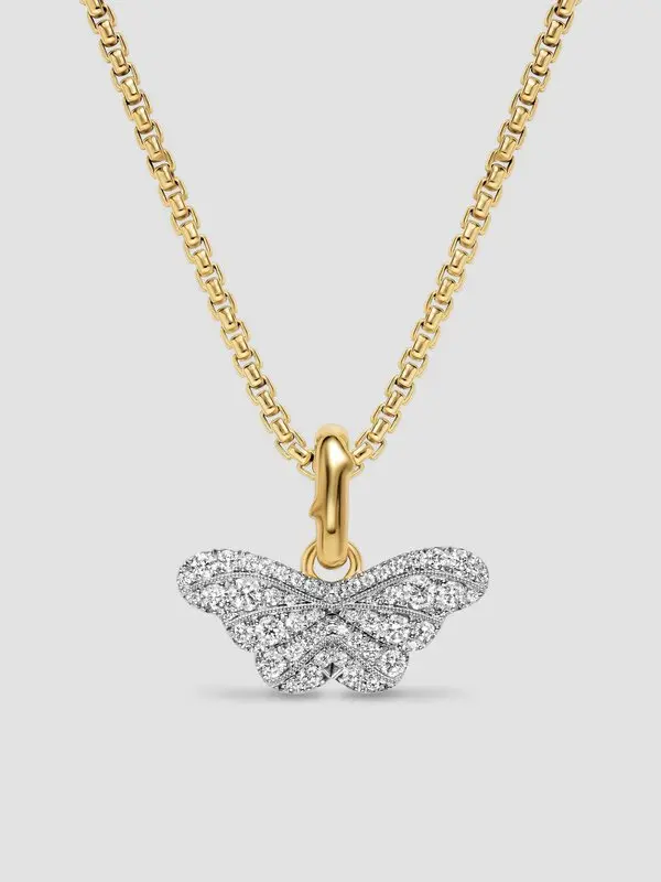 David Yurman Butterfly Amulet In 18k White And Yellow Gold With Diamonds, 9.1mm - Diamond