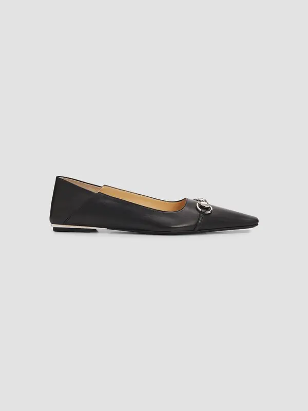 Gucci Vittoria Leather Ballet Flats