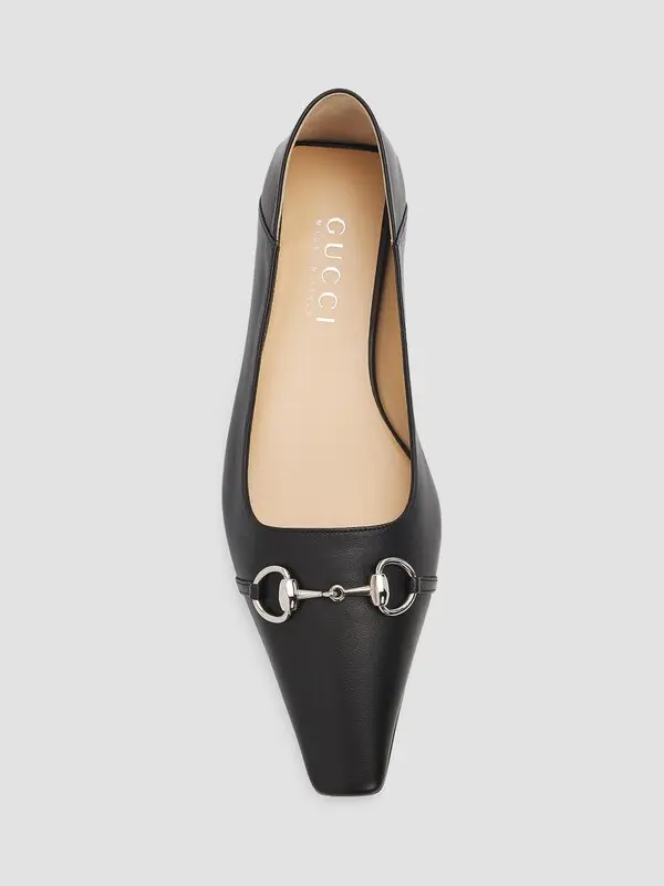Gucci Vittoria Leather Ballet Flats