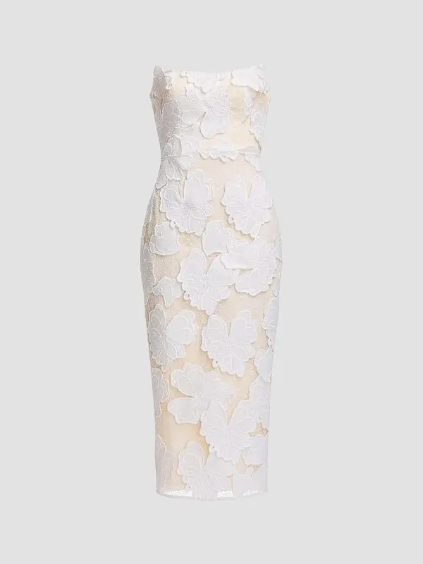 Dress The Population Cosette Embroidered Midi-dress - White Multi