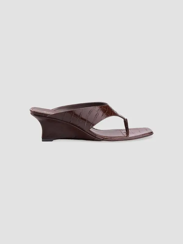 STUART WEITZMAN Vinnie 50mm Croc-embossed Leather Wedge Sandals