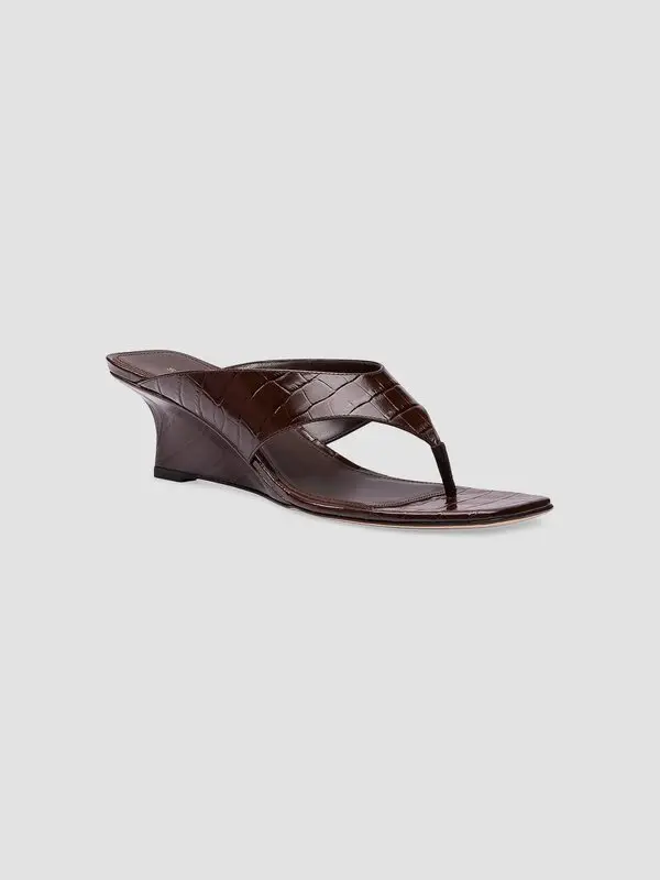 STUART WEITZMAN Vinnie 50mm Croc-embossed Leather Wedge Sandals