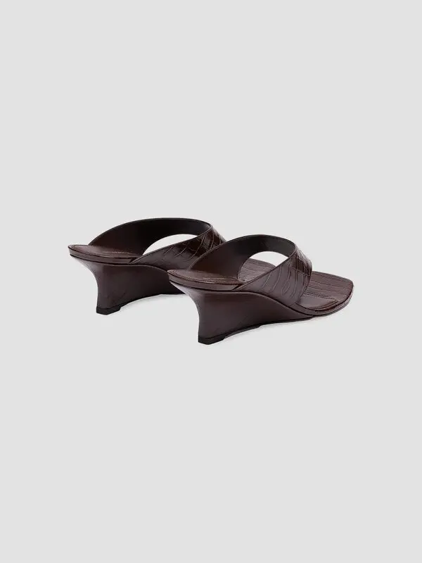 STUART WEITZMAN Vinnie 50mm Croc-embossed Leather Wedge Sandals