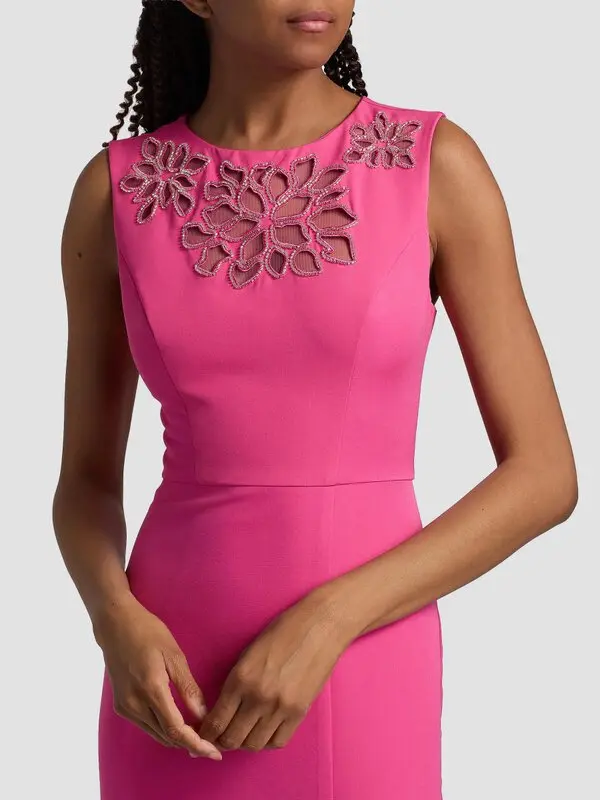KAY UNGER Indiana Embellished Floral Laser-cut Column Gown