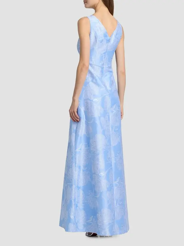KAY UNGER Caitlin Floral Jacquard A-line Gown
