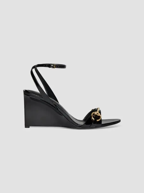 Gucci Donna 80mm Wedge Sandals - Black
