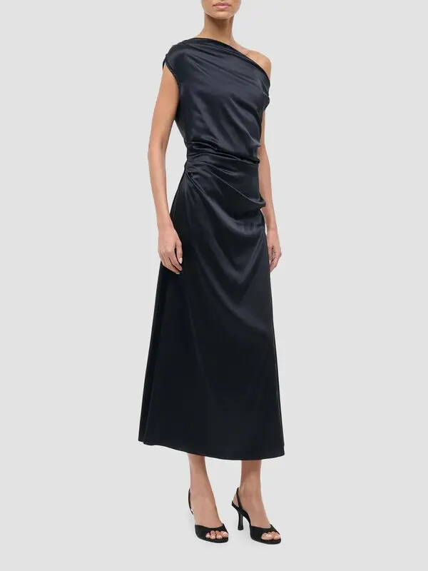 Staud Phare Silk One-shoulder Midi-dress