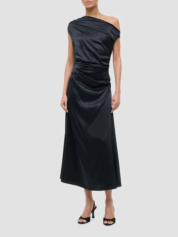 Staud Phare Silk One-shoulder Midi-dress
