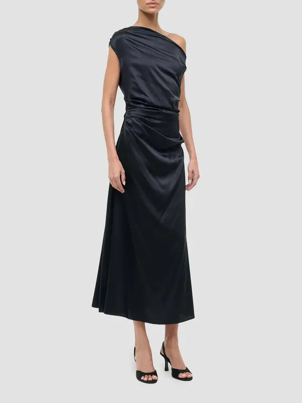 Staud Phare Silk One-shoulder Midi-dress