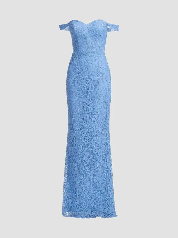 Dress The Population Dorothy Lace Off-the-shoulder Column Gown