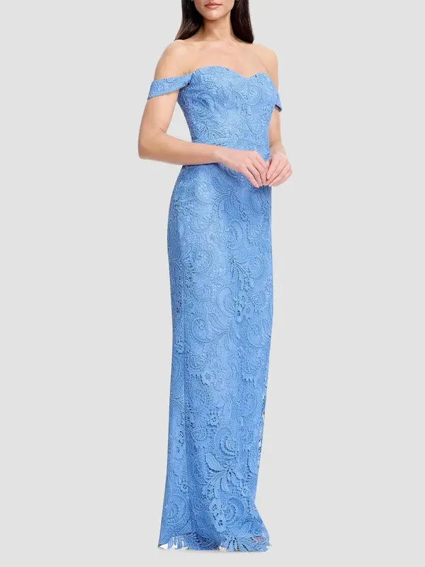 Dress The Population Dorothy Lace Off-the-shoulder Column Gown