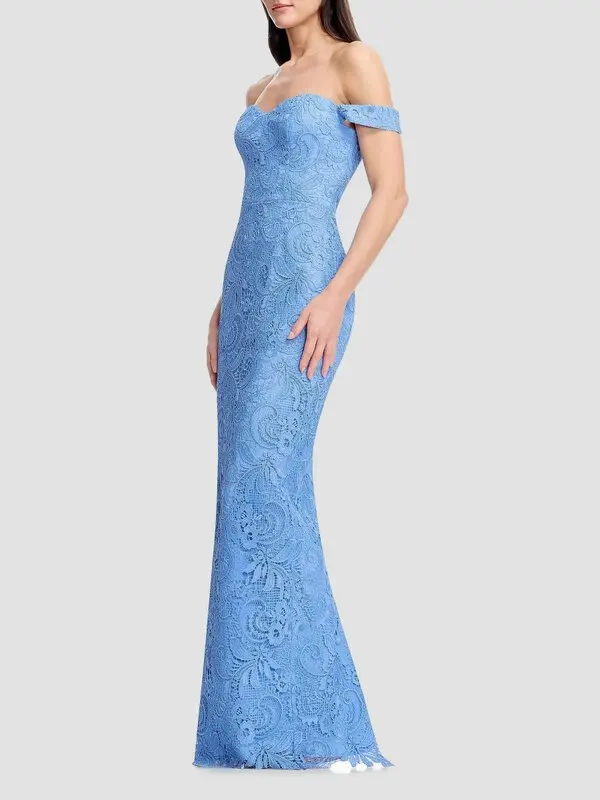 Dress The Population Dorothy Lace Off-the-shoulder Column Gown