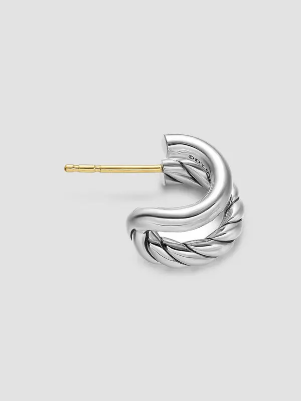David Yurman Mercer Double Hoop Huggie Earrings In Sterling 13.5mm