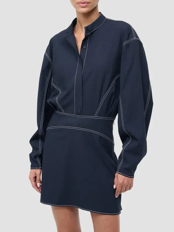 Staud Kiln Contrast Stitch Shirtdress