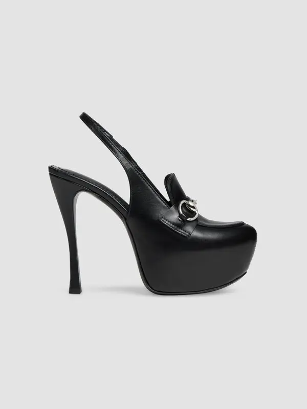 Gucci Fame 85mm Leather Platform Slingback Pumps