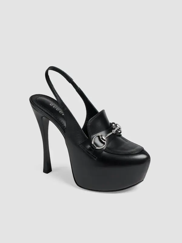 Gucci Fame 85mm Leather Platform Slingback Pumps