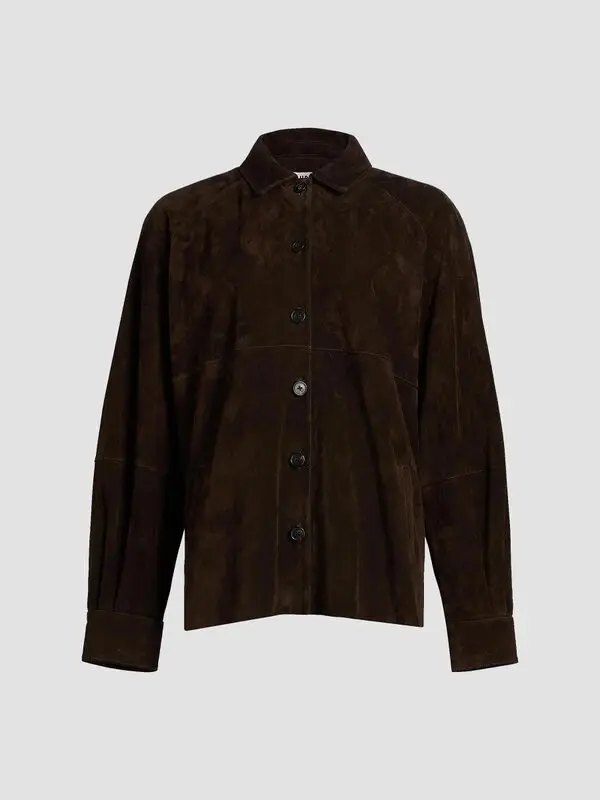 Staud Josette Suede Shirt Jacket - Espresso